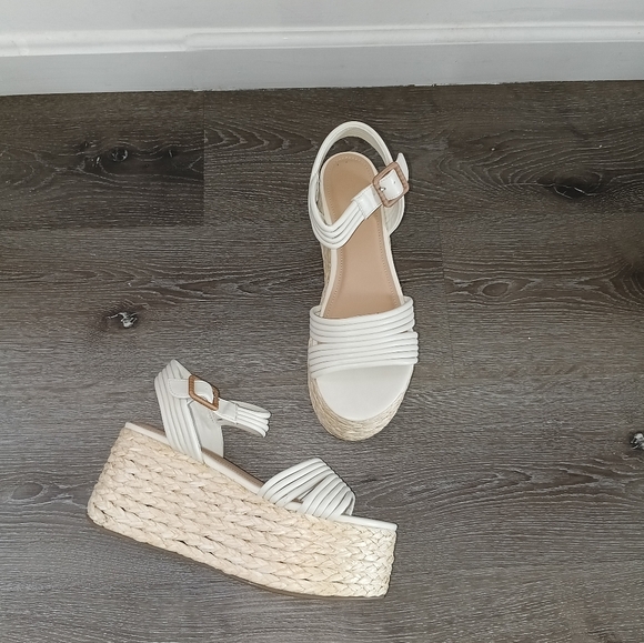 JustFab | Shoes | Justfab Cream Espadrille Wedge Sandals | Poshmark